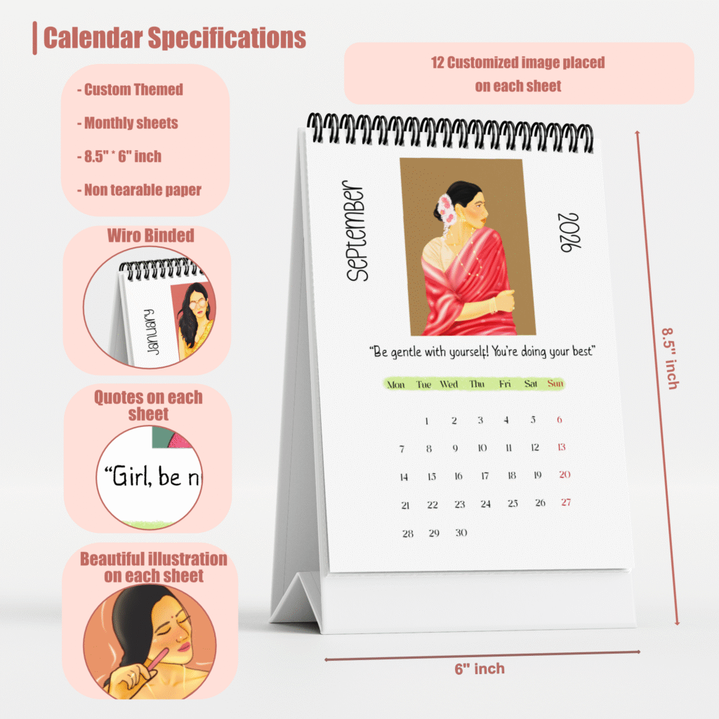 Desk Calendar 2026 | The Self Love Calendar - tintsandtoons.com